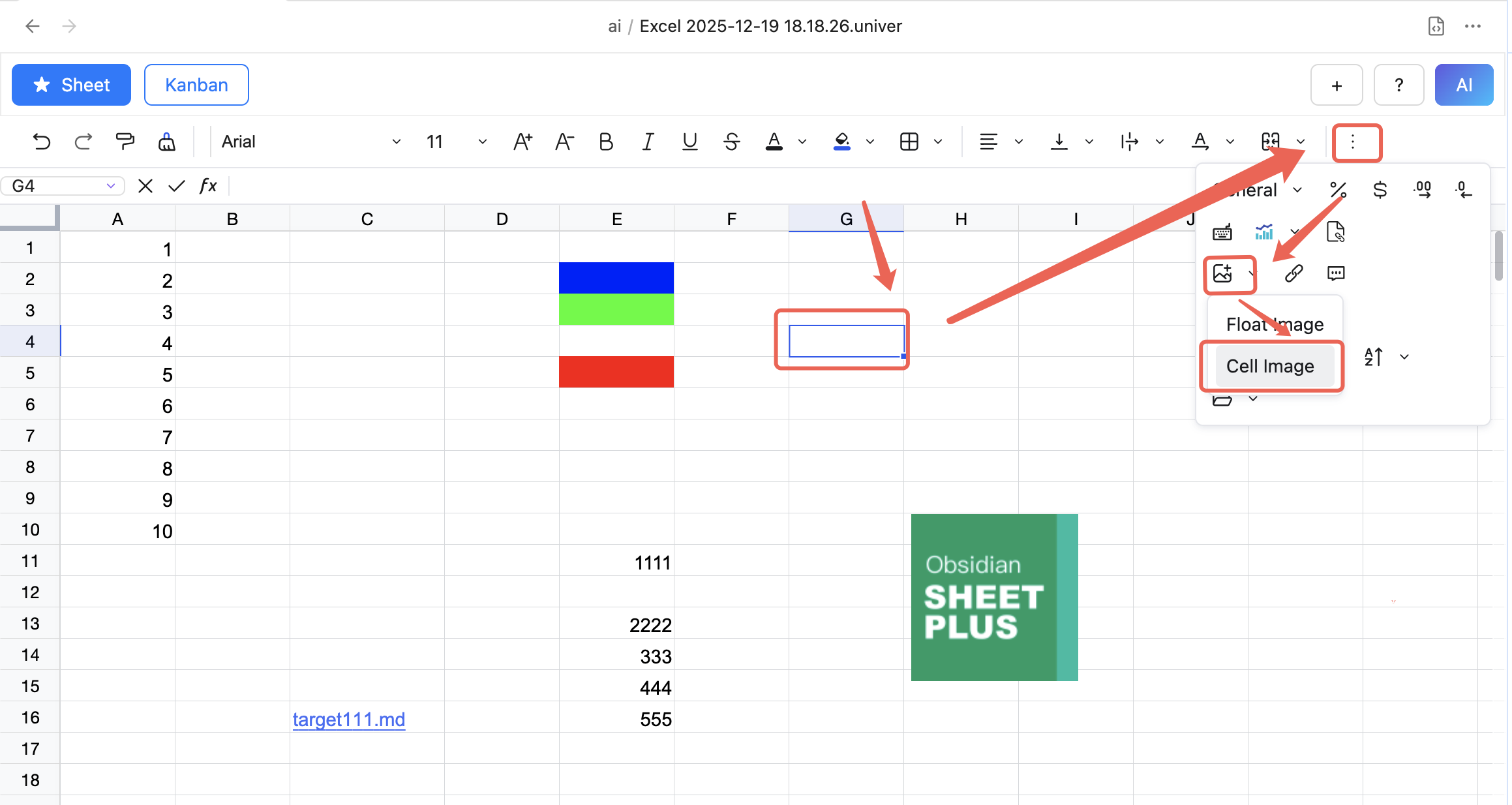 Image | Obsidian Sheet Plus
